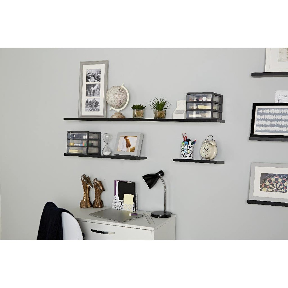 Polita GOODHOME Rigga, melamina, 60 x 19 x 1.8 cm, negru