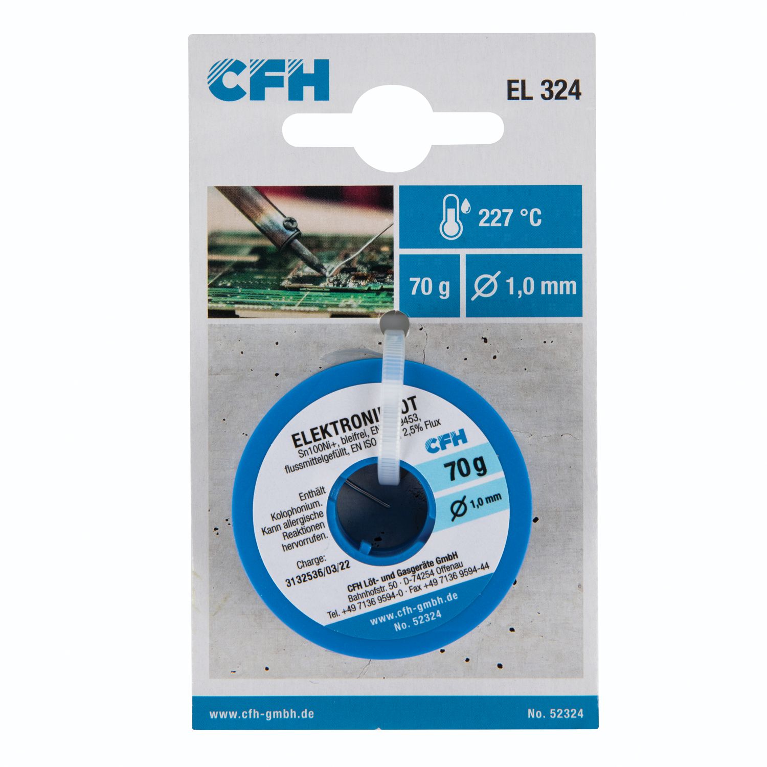 Aliaj fludor / cositor pt lipit electronica fina, 324 fara plumb, 70 g CFH