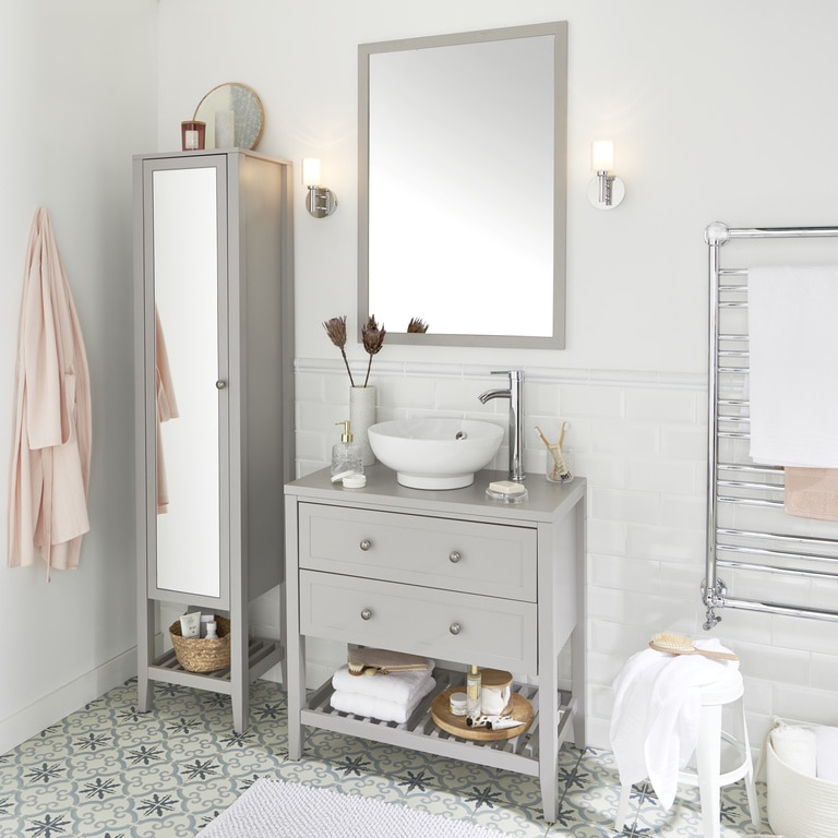 Baza lavoar GoodHome Perma, 2 sertare, 60 cm, gri