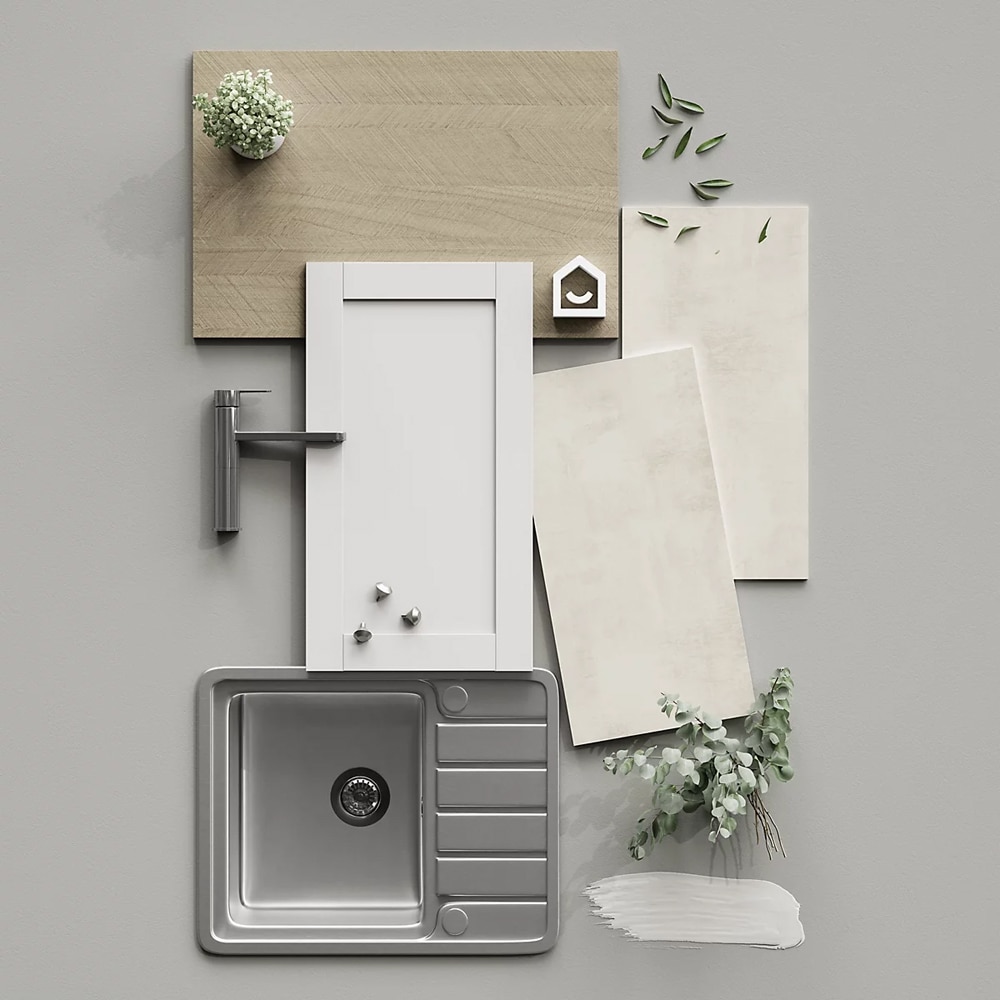 Front usa sertar GOODHOME Ashmead, 59.7 x 71.5 cm, gri mat