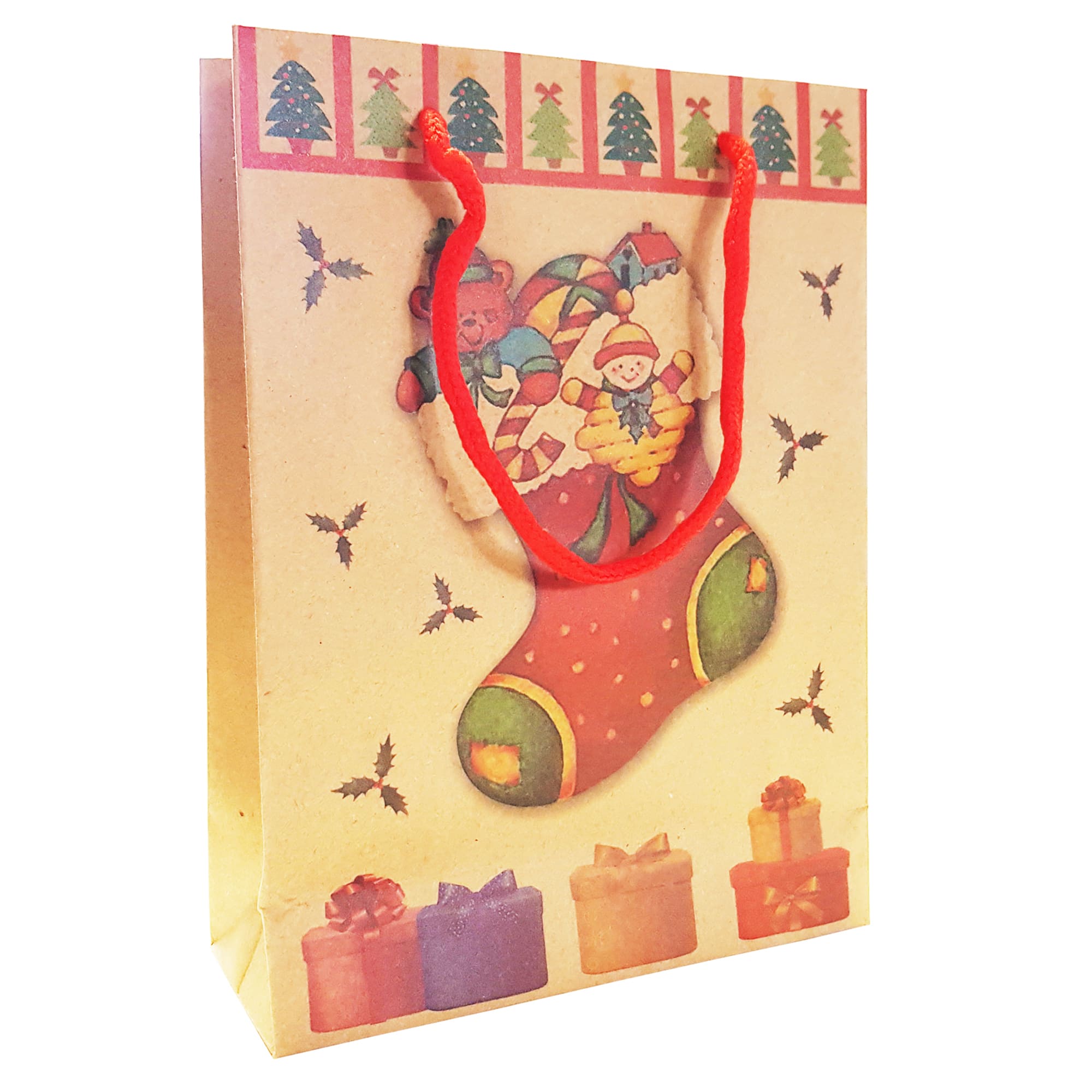 Punga cadou Craciun, 20 x 16 x 6 cm, multicolor