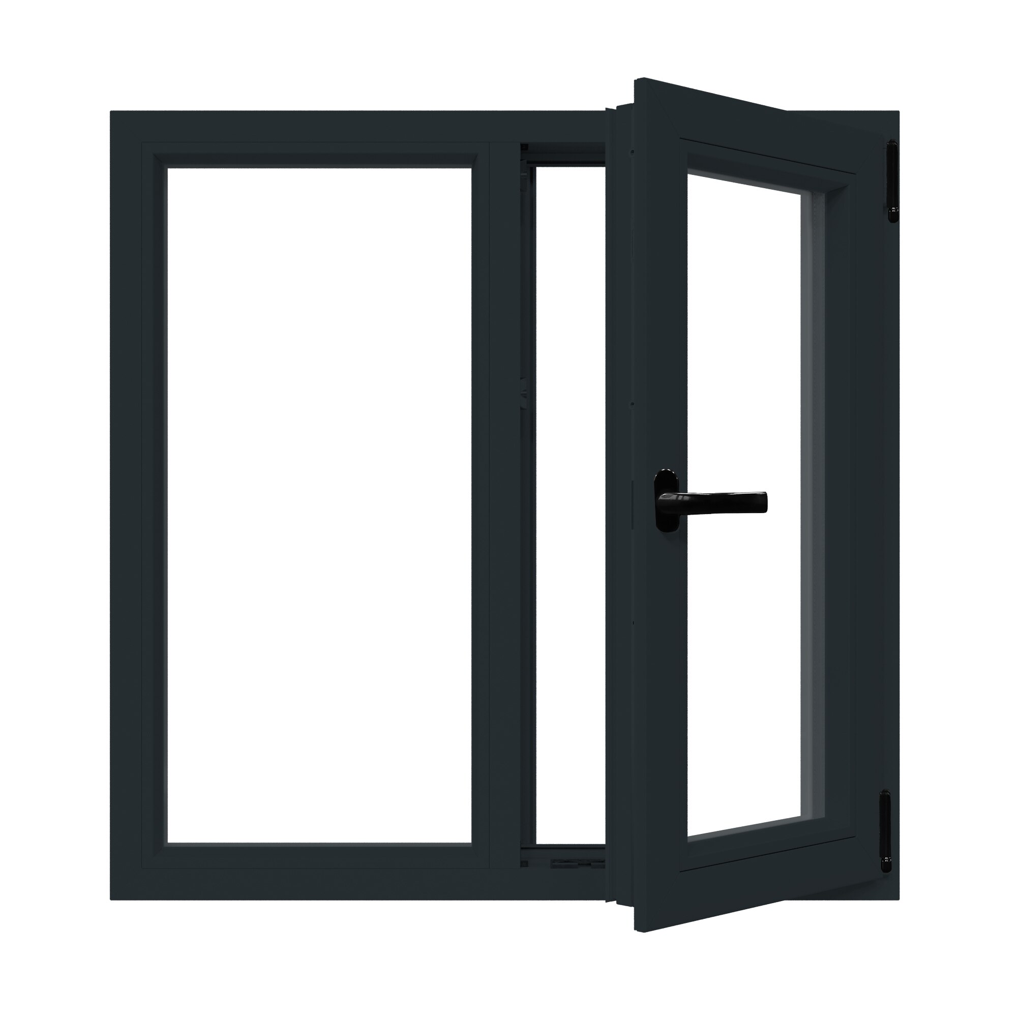 Fereastra termopan PVC, geam Float + Low-E, gri, 6 camere, 100 x 100 cm ...