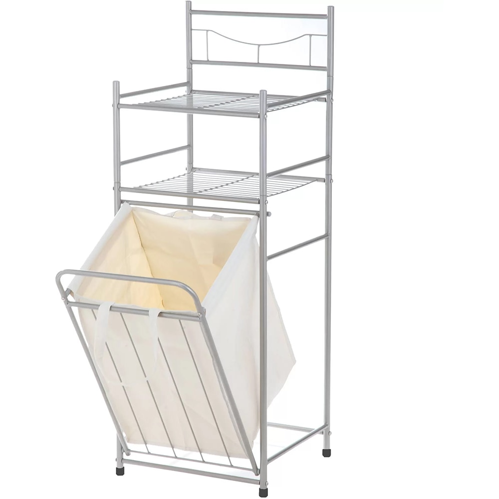 Raft depozitare cu cos de rufe Lofty, 38 x 35 x 106 cm, alb