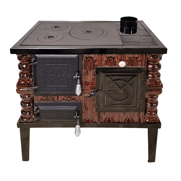 Soba teracota, 2 randuri + plita, 6.5 kW, 78 x 46 x 80 cm, maro