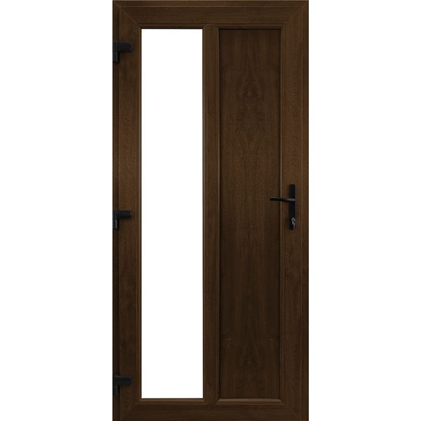 Usa termopan PVC exterior, batanta, cu geam, 6 C, maro, dreapta, simpla ...