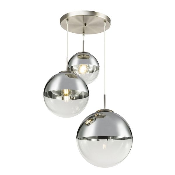 Lustra tip pendul, Nichel, 40 W, 3 x E27 Globo Varus