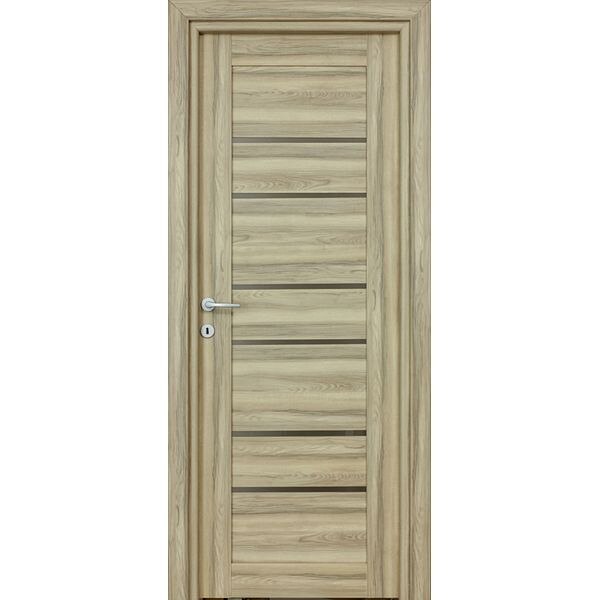 Usa de interior cu geam, maro, reversibila, mdf, 203 x 68 cm, toc ...