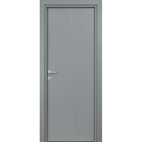 Usa interior Wave, fara geam, reversibila, MDF, 68 x 203 cm, gri