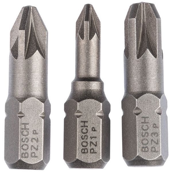 Set biti BOSCH, PZ1, PZ2, PZ3, 25mm, 3 bucati