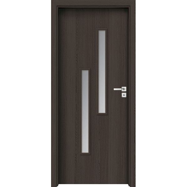 Usa interior cu geam, antracit, stanga, MDF, 206,3 x 77,6 Cm, toc ...