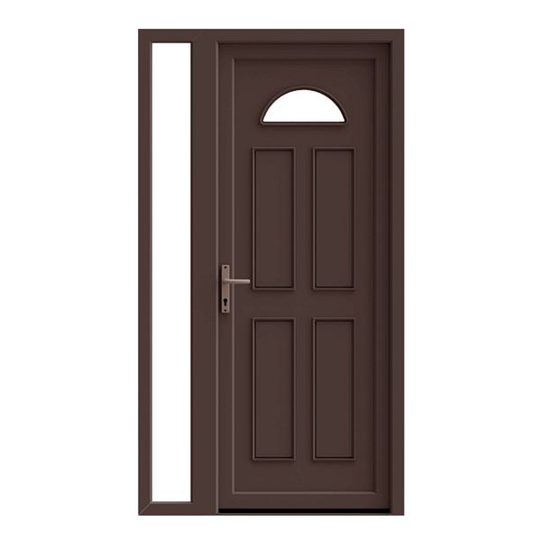 Usa de exterior pentru casa, PVC, nuc, cu geam, dreapta, 205 x 120 cm