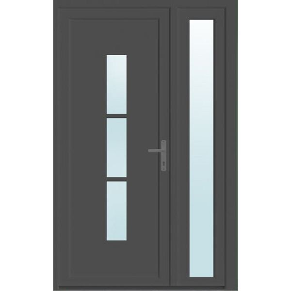Usa de exterior pentru casa, PVC, gri antracit, cu geam, stanga, 205 x ...