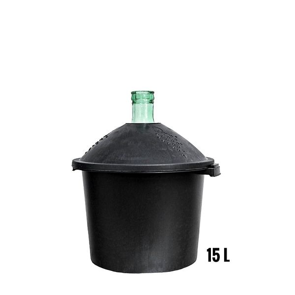 Damigeana sticla 15 L, cu suport PVC