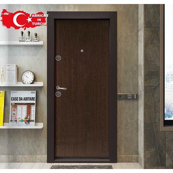 Usa de intrare pentru apartament, metalica, wenge, dreapta, 205 x 94 cm ...