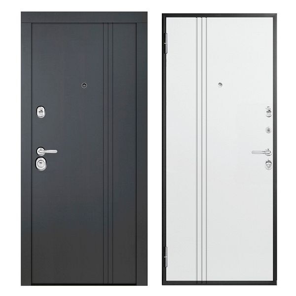 Usa de intrare pentru apartament, metalica, antracit, dreapta, 202 x 89 ...